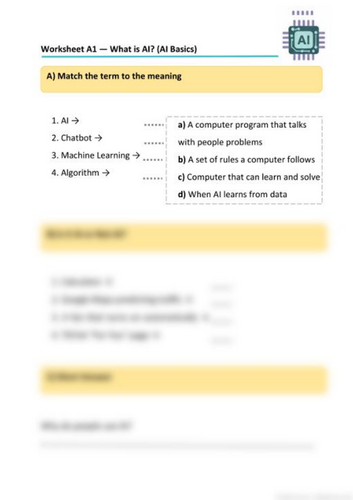 AI Literacy and ChatGPT: Worksheets For Middle School | Teaching Resources