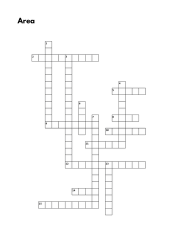 Free Crossword Puzzle - KS2 SATS Maths - Area | Teaching Resources