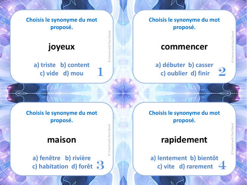 Synonymes et antonymes - 32 cartes à tâches / Synonyms and Antonyms ...