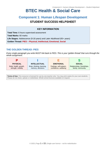 BTEC HSC Comp 1 | Scaffolded Student HelpSheet | NEW 2026 | SEND ...