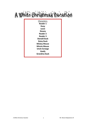 A White Christmas Vacation Readers' Theatre Script & Rubrics | Teaching ...