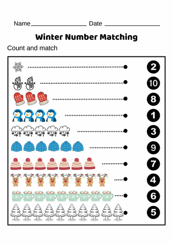 Winter Number Matching | Teaching Resources