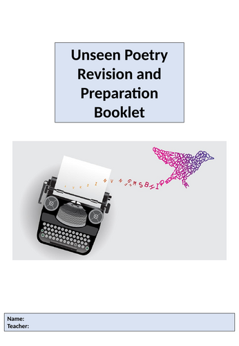 Key Stage Three Unseen Poetry Revision Booklet/Guide | Teaching Resources