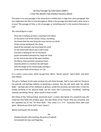 ‘Poems of the Decade’: ‘An Easy Passage’ by Julia Copus | Teaching ...