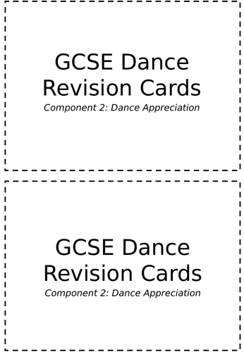 AQA GCSE Dance Revision Cards (Within Her Eyes) | Teaching Resources