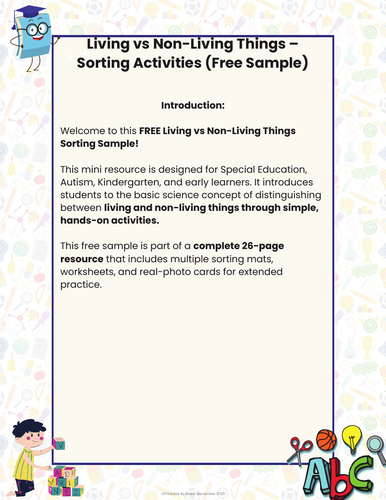 FREE Living vs Non-Living Sorting Sample | Teaching Resources