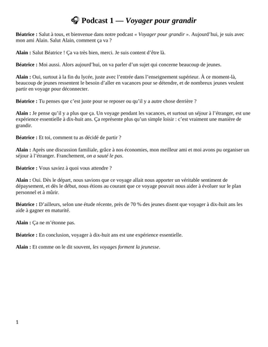 8. IB DP French B: EXPÉRIENCES : Les voyages | Teaching Resources