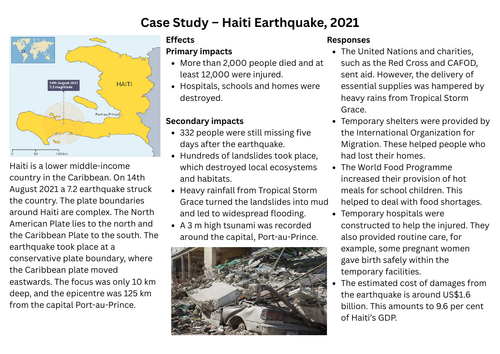 Case study knowledge organiser - The challenge of natural hazards ...