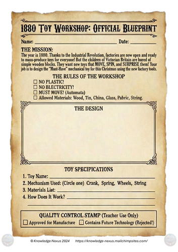1880 Toy Workshop Blueprint | Victorian STEM & History Worksheet ...