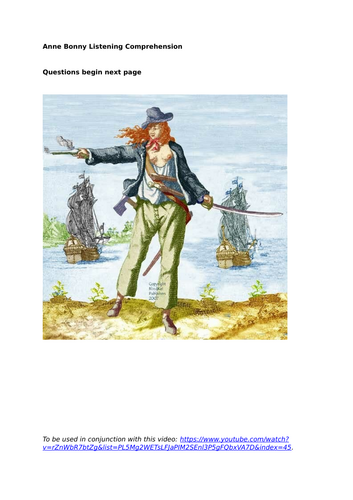 Anne Bonny Listening Comprehension | Teaching Resources