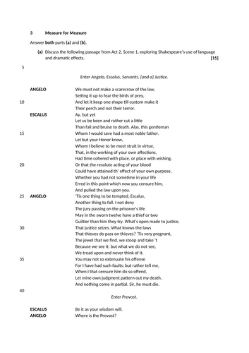 Measure for Measure - OCR A Level Pre-1900 English Literature ...