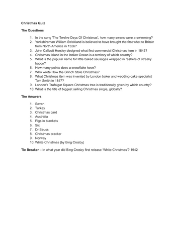 The Christmas Quiz | Teaching Resources