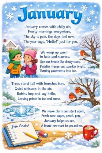 January Poem - original poem perfect for an Assembly with actions ...