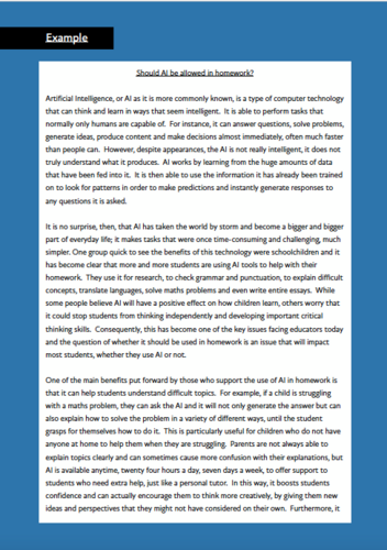 Write a Discursive Essay: Should AI be used in homework? | Teaching ...