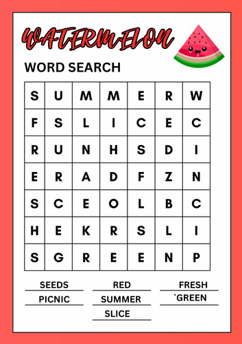 Watermelon Word Search for Kids! | Teaching Resources