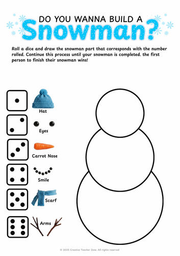 Roll a Snowman Dice Game | EYFS & KS1 Maths | Teaching Resources