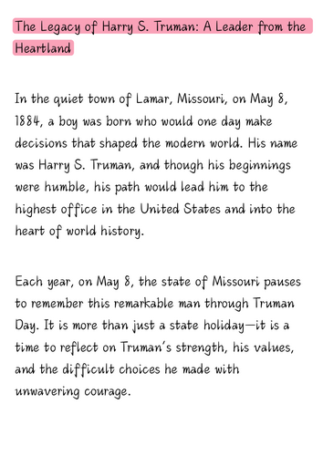Truman Day, May 8th: Remembering a Leader from Missouri | Teaching ...
