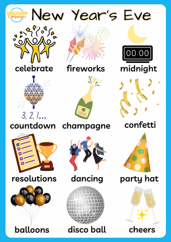 New Year’s Eve Vocabulary Poster Worksheets and Wordsearch activity for ...
