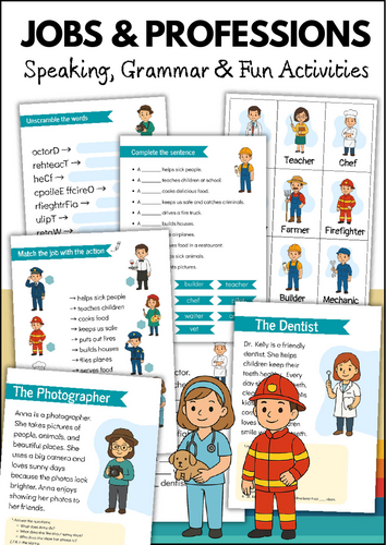 Jobs & Professions – English Worksheets for Kids | Speaking, Grammar ...