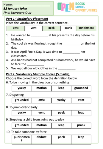 January Joker – EAL Literature Unit (GE 2.5–3.0) | Teaching Resources