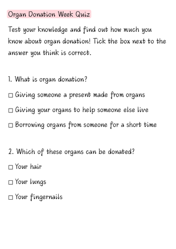 Organ Donation Week Quiz Challenge for Curious Minds – September ...