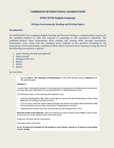 IGCSE 0500 First Language English - Writing Conventions and how to ...