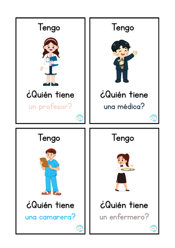 Los trabajos - Tengo… / ¿Quién tiene…? (Spanish - ELE) | Teaching Resources