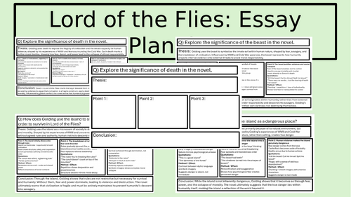 Lord of the Flies 5 Essay Plans | Teaching Resources