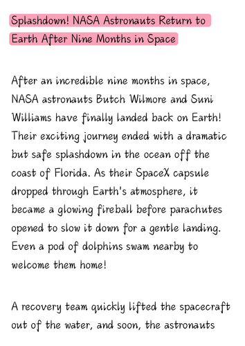 Splashdown! NASA Astronauts Return to Earth After Nine Months in Space ...