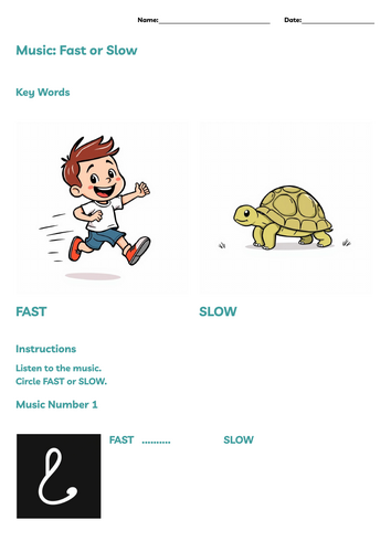 SEND Music Worksheets – Pre-Music Skills | Loud and Quiet | Fast and ...