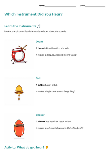 SEND Music Worksheets – Listening & Musical Response (Level 3 ...