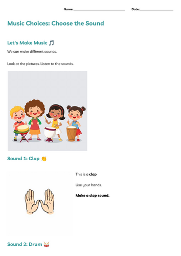 SEND Music Worksheets – Listening & Musical Response (Level 3 ...