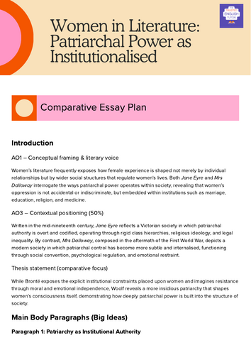 Women in Literature: Patriarchal Power as Institutionalised – Jane Eyre ...