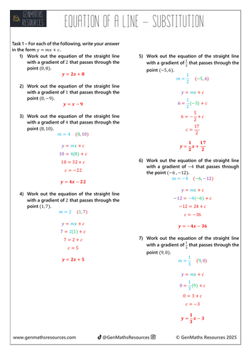 Equation of a Straight Line Substitution - Maths GCSE Foundation ...