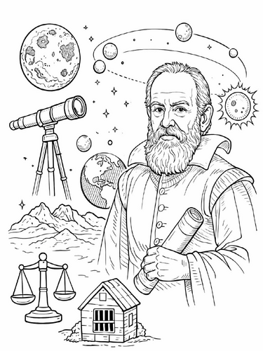 Galileo Galilei Coloring Picture | Teaching Resources