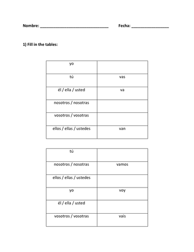 IR Conjugation Worksheets | Present Tense | El verbo IR | Teaching ...