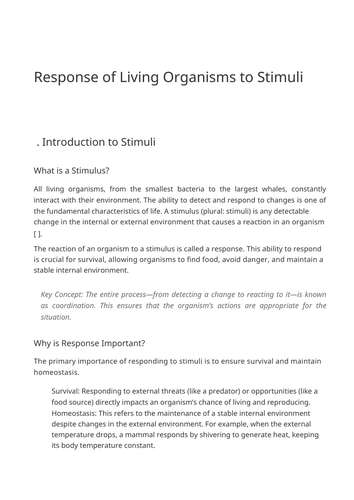 How Living Organisms Respond to Stimuli | Teaching Resources
