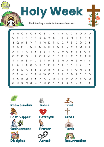 Holy Week Word Search with Picture Clues | Easter RE Activity (Ages 7–9 ...
