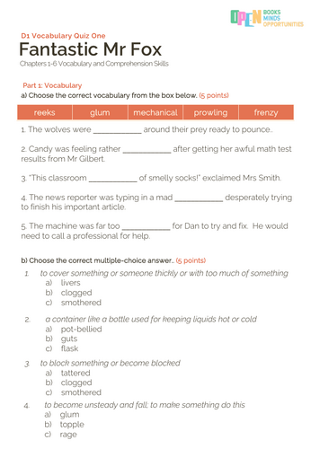 Fantastic Mr Fox – EAL Fiction Literature Unit (GE 4.0–4.5) | Teaching ...