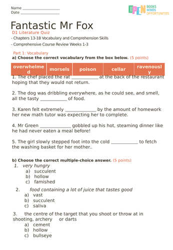 Fantastic Mr Fox – EAL Fiction Literature Unit (GE 4.0–4.5) | Teaching ...