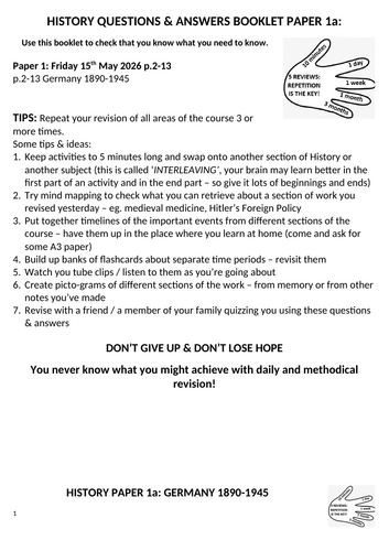 Germany 1890-1945 Question & Answer Booklet | Teaching Resources
