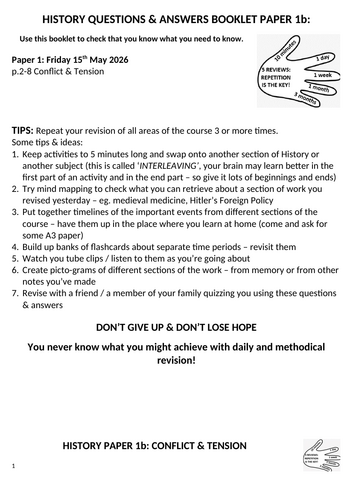 Conflict & Tension 1918-1939 Question & Answer Booklet | Teaching Resources