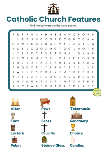 Church Features Word Search with Illustrations | RE Activity (Ages 7–9 ...