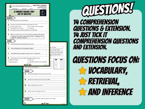A Famous Failure That Led to Success | Reading Comprehension | Year 5/6 ...