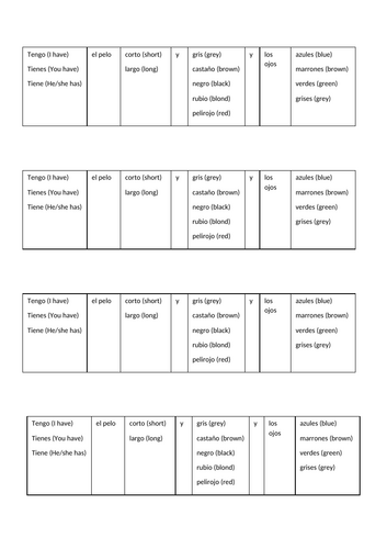 KS3 Spanish Family L4 Pelo y ojos (PPT+SB+WS) | Teaching Resources