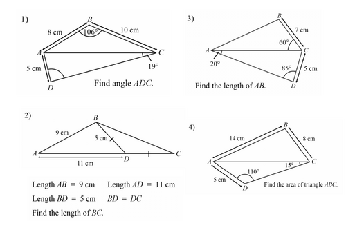 Cosine and Sine Rules and Area of Triangle Formula | Teaching Resources