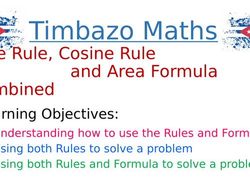 Cosine and Sine Rules and Area of Triangle Formula | Teaching Resources