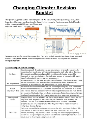 OCR B GCSE Geography- Changing climate revision booklet with questions ...