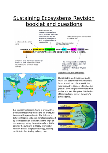 OCR B Geography GCSE: Sustaining ecosystems revision booklet and ...