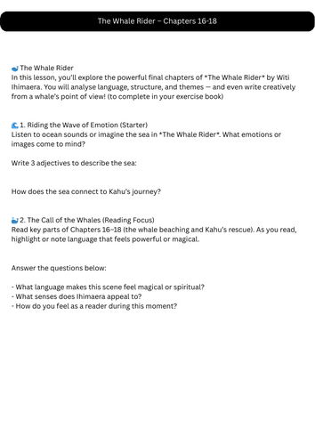 The Whale Rider for KS3 Students | Teaching Resources